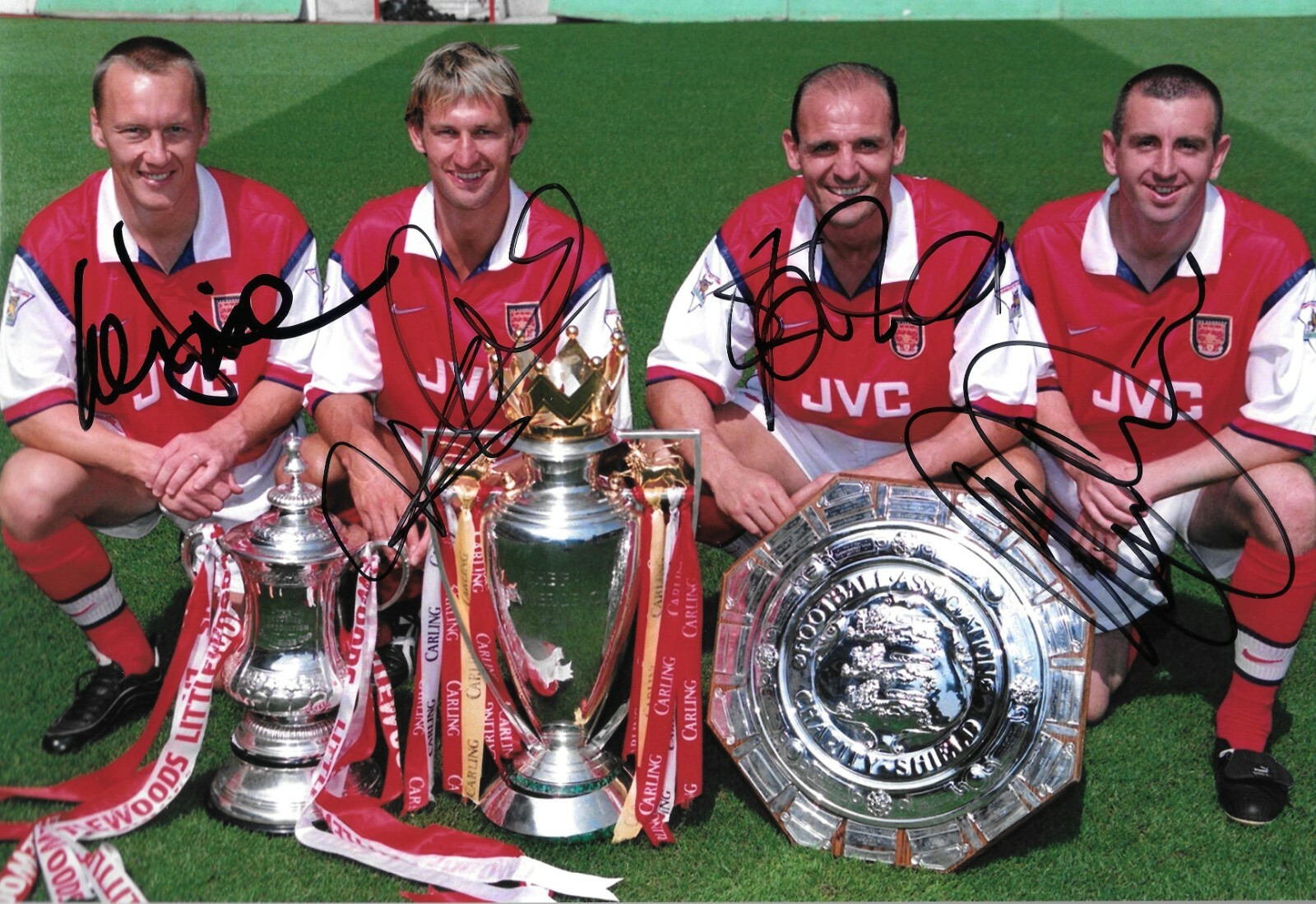 lee dixon tony adams bould winterburn trophies signed 12x8 photo | eBay UK