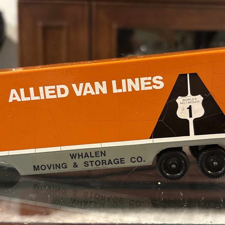 ALLIED VAN LINES Vtg Diecast Orange Semi Trailor Only Whalen Moving ...