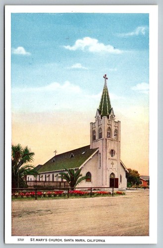 Vintage California Postcard - St. Mary's Church - Santa Maria | eBay