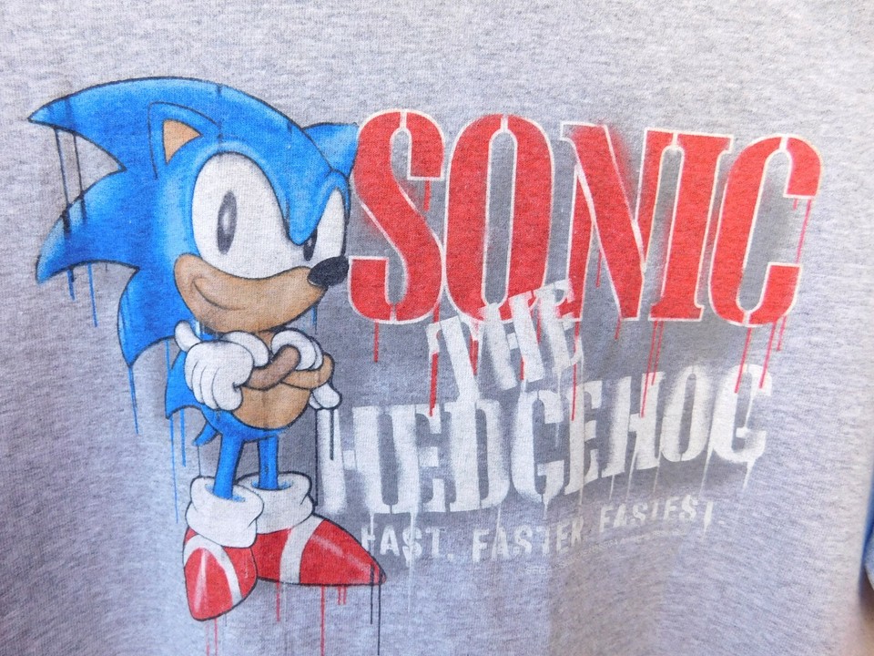 VTG 2005 SEGA Sonic The Hedgehog Paint Drip Gray T-Shirt TOP HEAVY | eBay