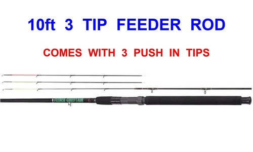 FLADEN 10ft 3 TIP FEEDER ROD FOR COARSE MATCH FLOAT LEDGER QUIVER CARP ...