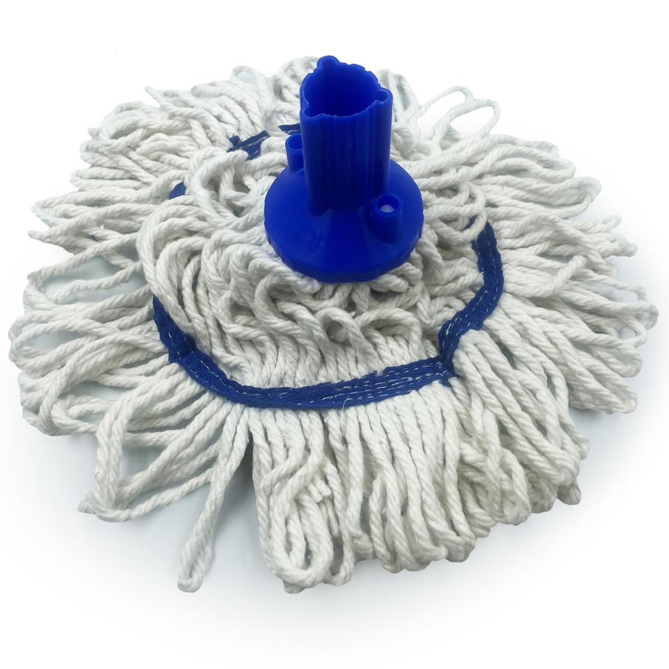5 Colour Coded Mop Head Aluminium Handle Hygienic Cleaning Yarn Cotton ...