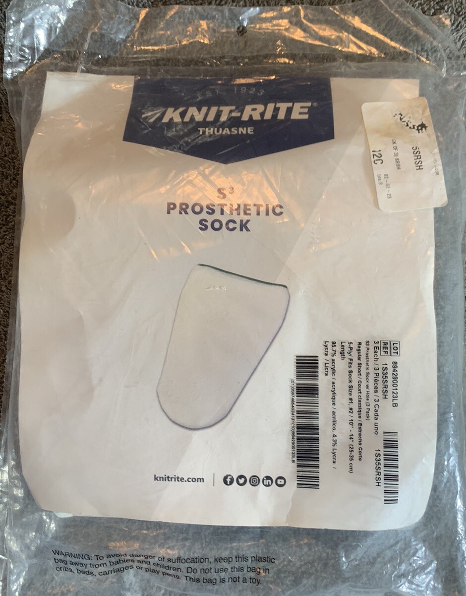 Knit-Rite Prosthetic Sock W/Hole 1S3SRGSH 3 Pack | eBay