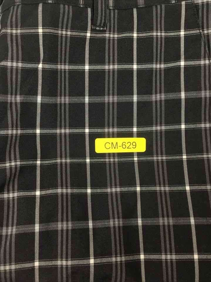 Adidas Mens Size 34 Black Plaid Flat Front Slash Pockets Golf Shorts CM ...