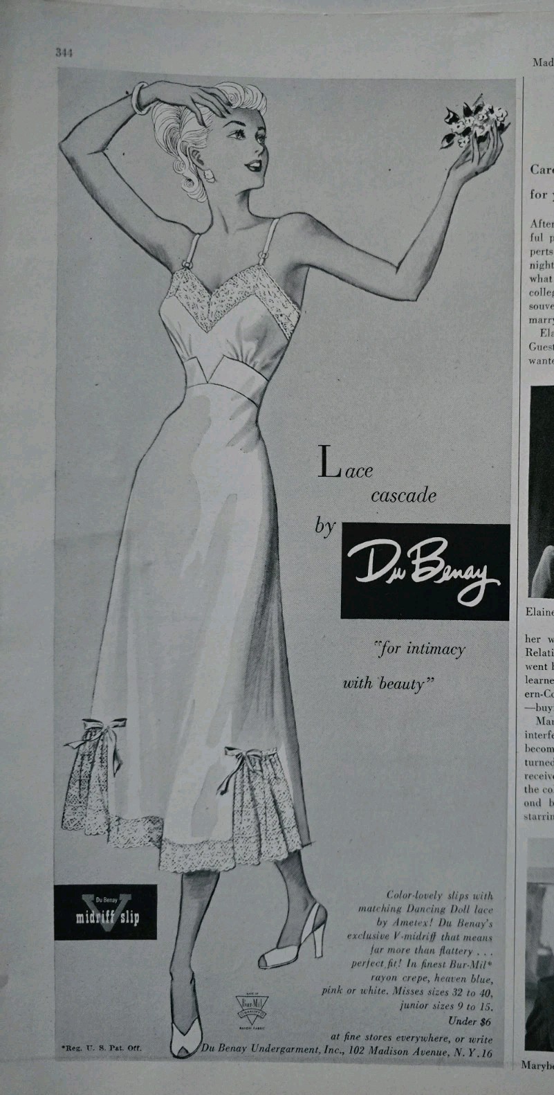 1948 Womens DuBenay lace cascade Bur-mil rayon crepe slip vintage ...