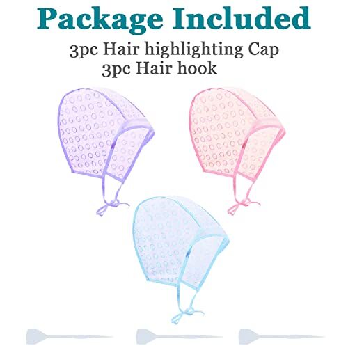3pcs Hair Highlighting Caps Highlight Hair Coloring Frosting Dye Kit ...