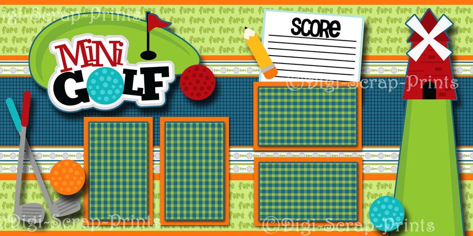 MINI GOLF ~ family 2 premade scrapbook pages paper piecing layout ~BY ...