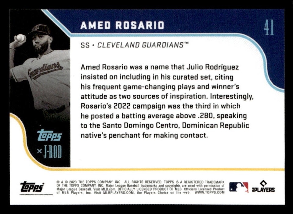 2023 Topps x J-Rod The Show Out Collection #41 Amed Rosario card | eBay