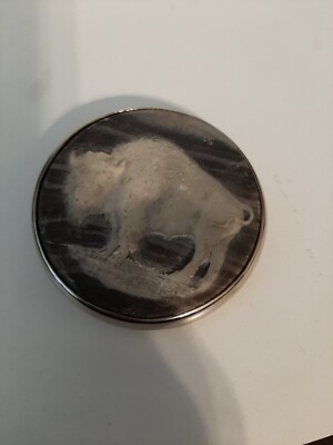 Bison Belt Buckle Carved Incolay Stone Inlay Vintage 70s Incolay ...