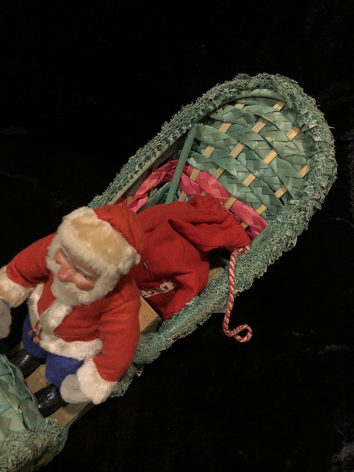 LARGE STORE DISPLAY Antique German Santa Claus in Loofah and Christmas ...