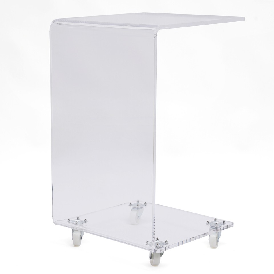Clear Acrylic Sofa Side Table Transparent C Shaped End Table with ...