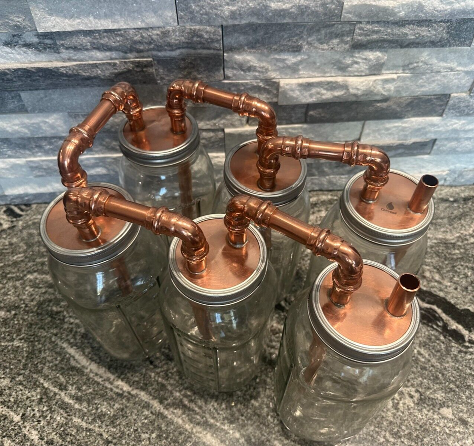 1/2”Tandem Mason Jar Thumpers Wide Mouth Jars 6 Way Distillation ...