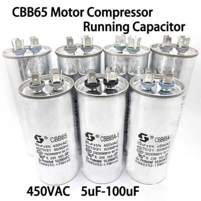 CBB65 450VAC Motor Compressor Running Capacitors Metal Body 5uF-100uF ...