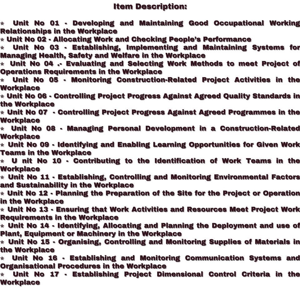 NVQ LEVEL 6 Construction Site Management / Answers to all Units ...