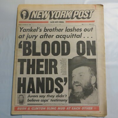 New York Post October 30 1992 Yankel Bush Clinton Norman Rosenbaum 9A ...