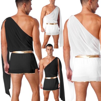 Men Greek Toga Robes Roman Ancient God Cosplay Jumpsuit Costume Fancy ...