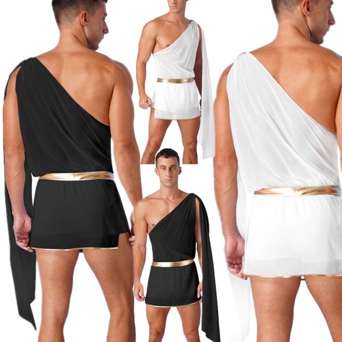 Men Greek Toga Robes Roman Ancient God Cosplay Jumpsuit Costume Fancy ...