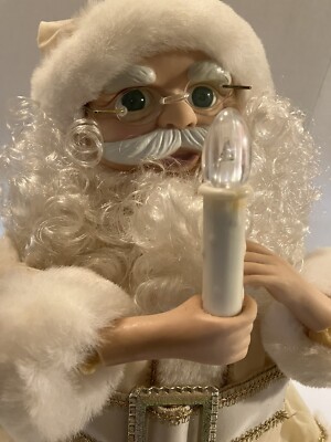 Telco Santa Motionette Musical Animated Illuminated RARE White Clothes ...