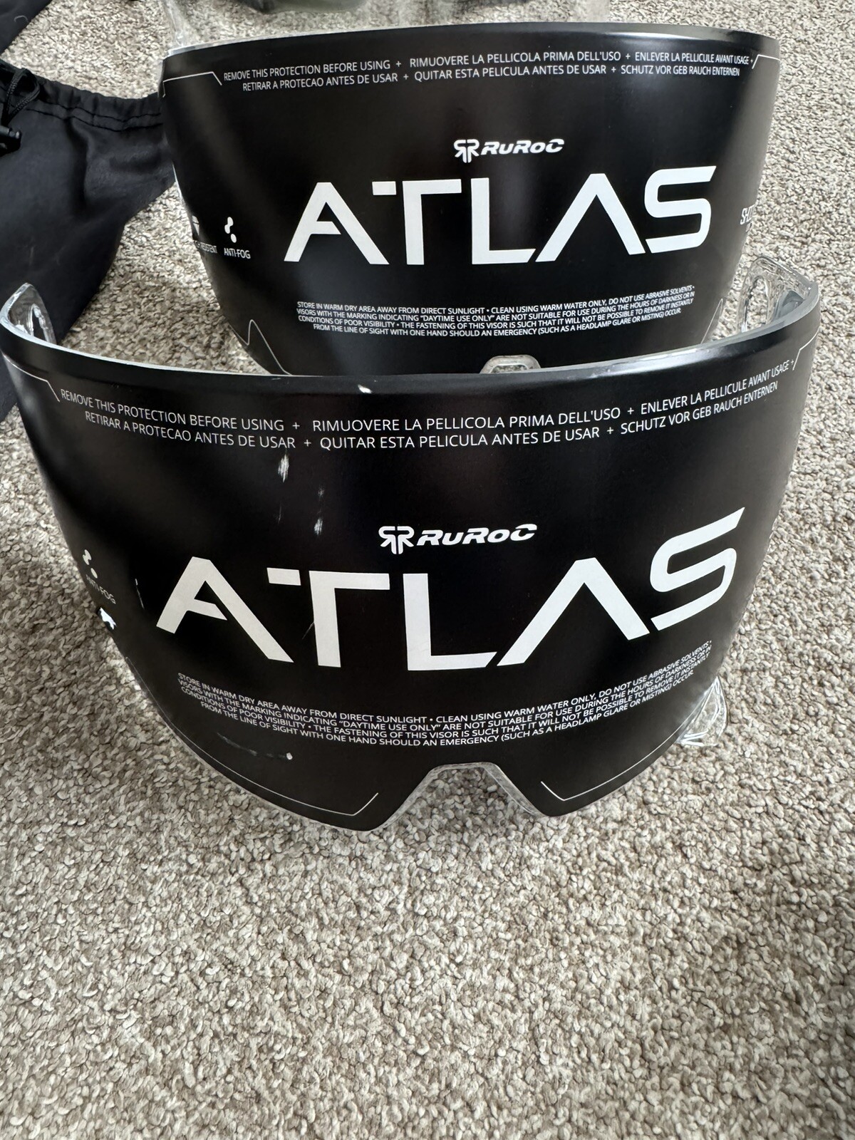 NEW RUROC ** LOT 5** ATLAS VISOR FACE SHIELDS ~ 5 Shields, 2 Sleeves | eBay