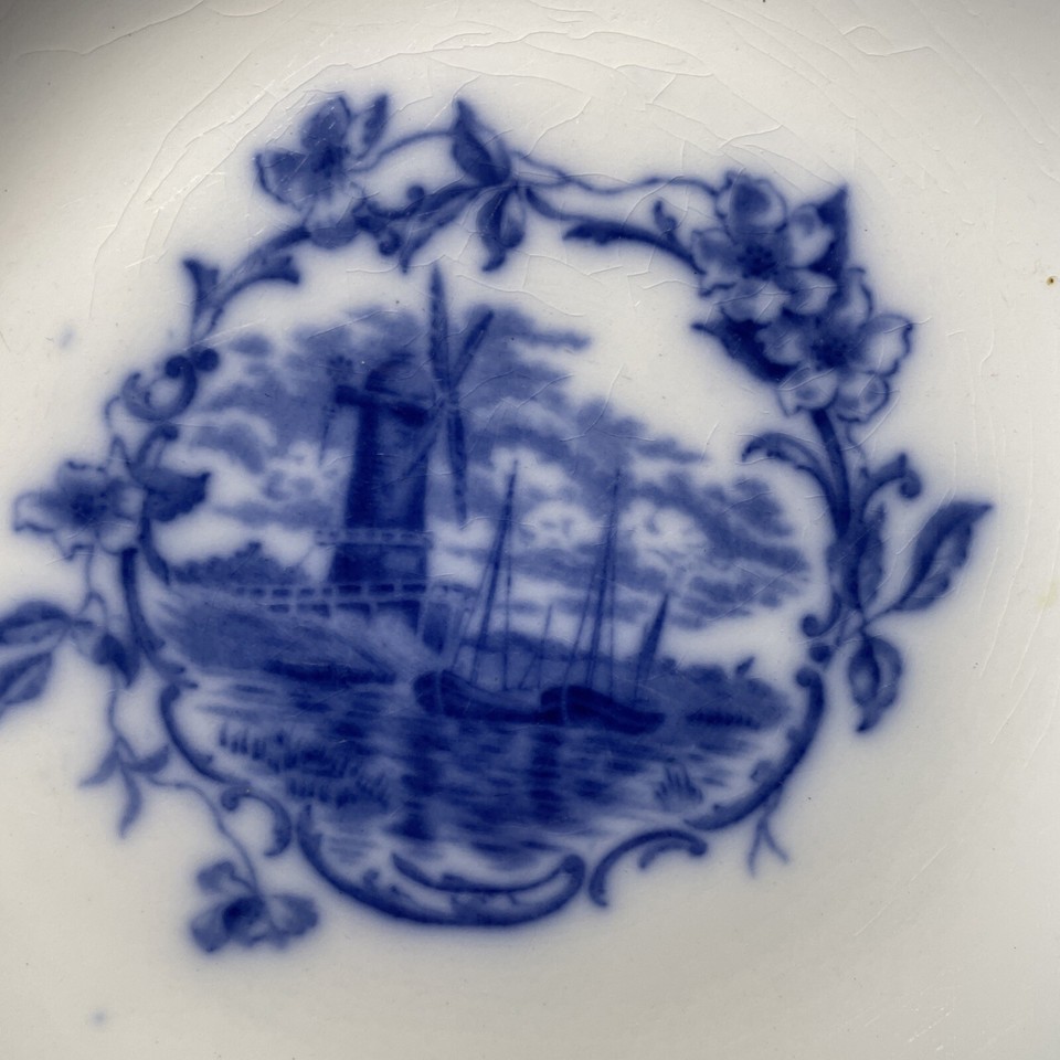 Antique J G Meakin Flow Blue Homestead Pattern Bowl Gold Accents | eBay