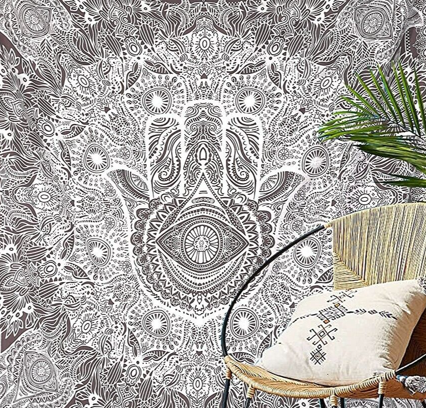 Bohemian Decor Wall Hangings Indian Cotton Tapestry Handmade Throw ...