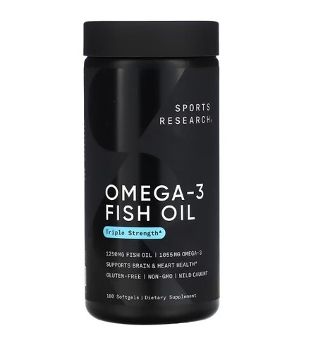 Sports Research, Omega-3 Fish Oil, Triple Strength, 1250 mg, 180 ...