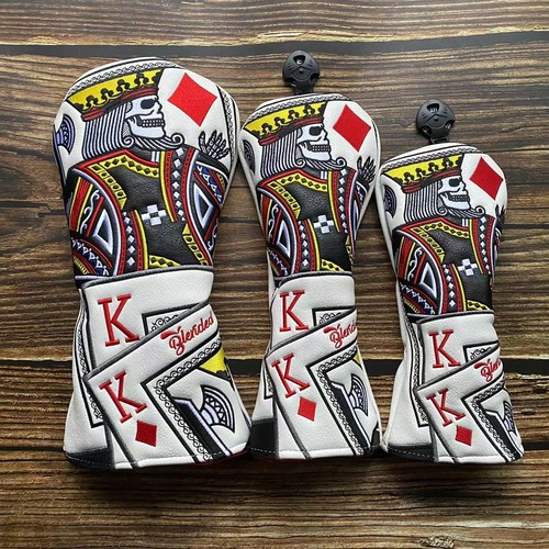 Premium Poker King Skull Golf Driver Cover Fairway Wood Cover Hybrid ...