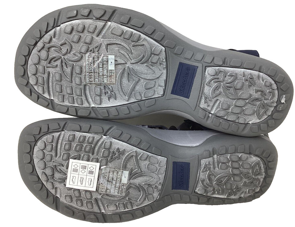 Skechers Women's Reggae Slim Takes Two Sandals Nvy/Gry Wide Sz:8 ...