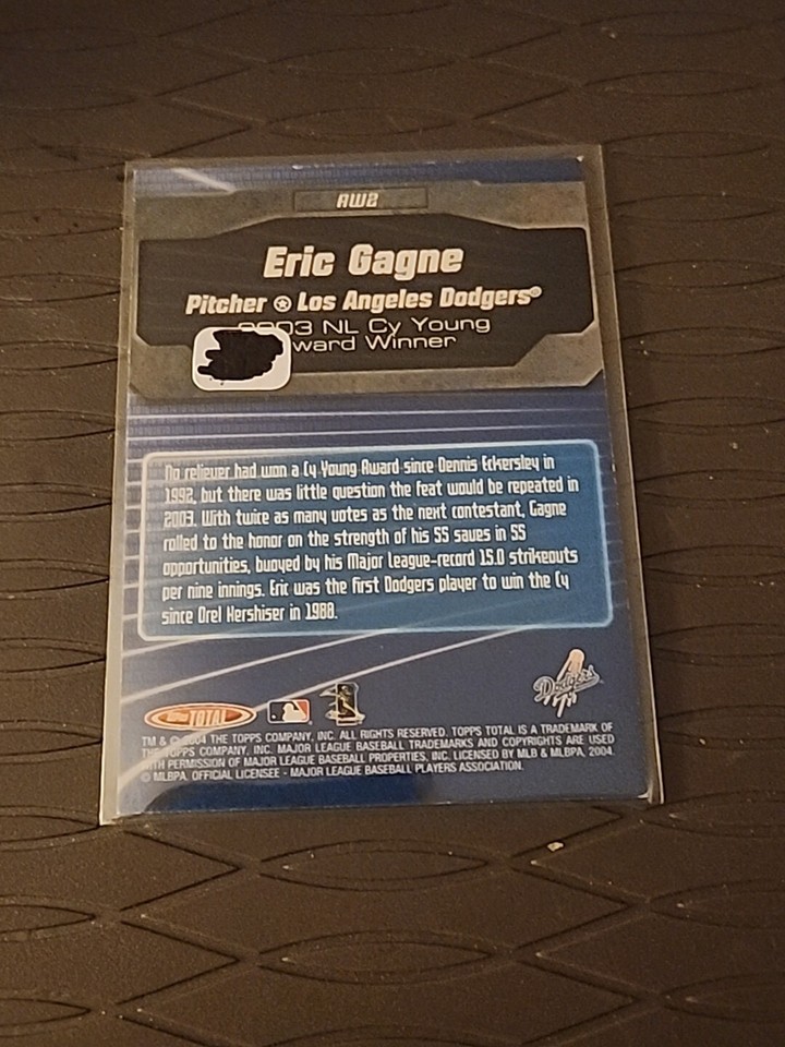 Eric Gagne 2004 TOPPS TOTAL Baseball Card | eBay