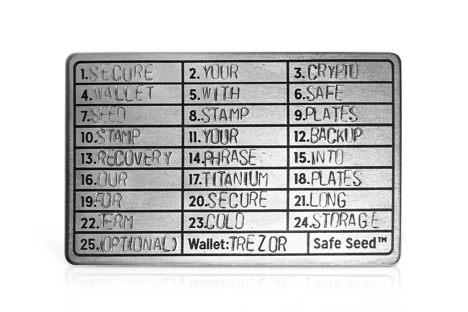 Safe Seed Titanium Wallet Stamp Plate Crypto Phrase Backup Trezor ...