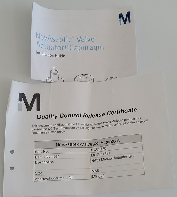 - Millipore NA51/150 NovAseptic Valve NA51 Manual Actuator SS for sale ...