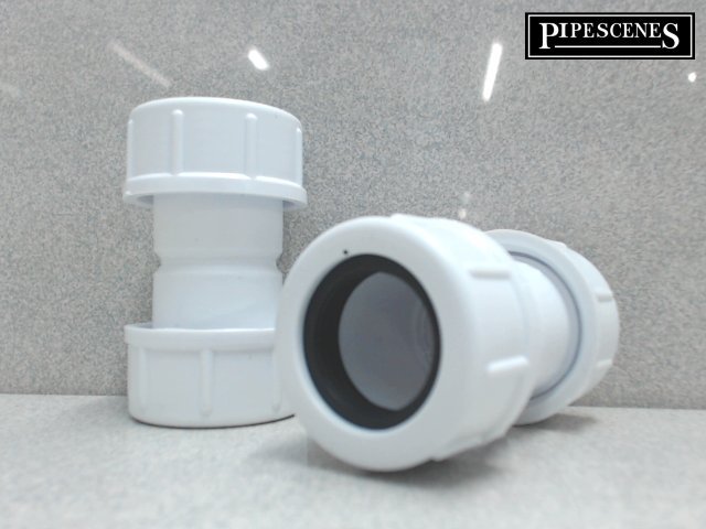 2 x McALPINE Universal Overflow Pipe Connector Coupling fits 19-23mm 3/ ...