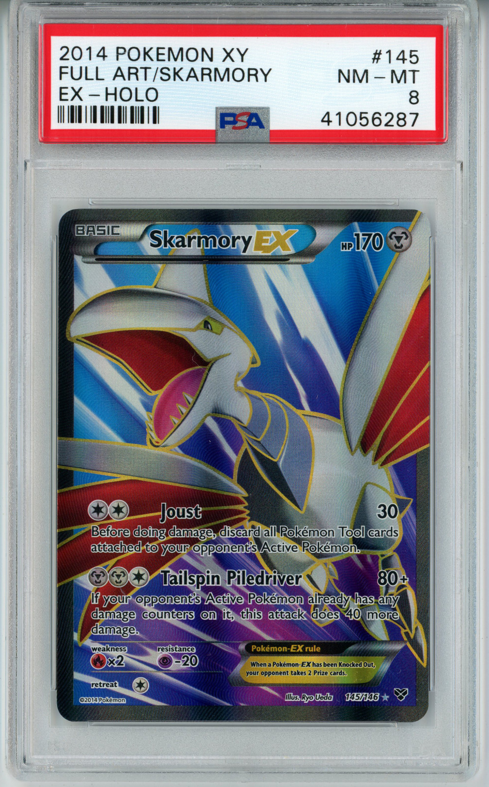 2014 POKEMON XY BASE SKARMORY EX #145 FULL ART HOLO FOIL PSA 8 NM-MINT ...
