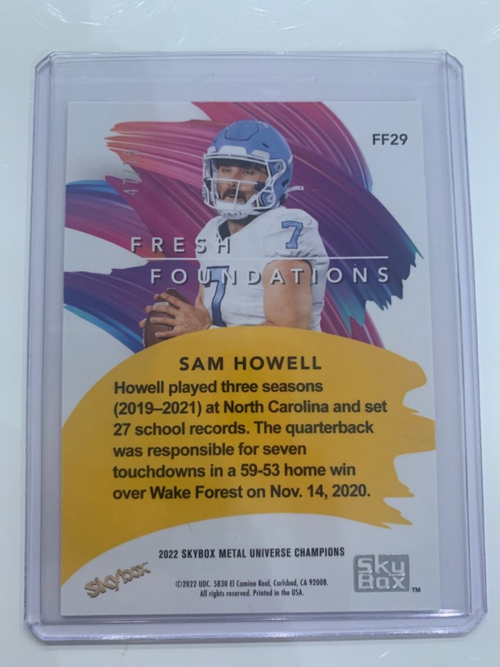 Sam Howell 2022 Skybox Metal Champions Rookie #D/75 Fresh Foundations ...