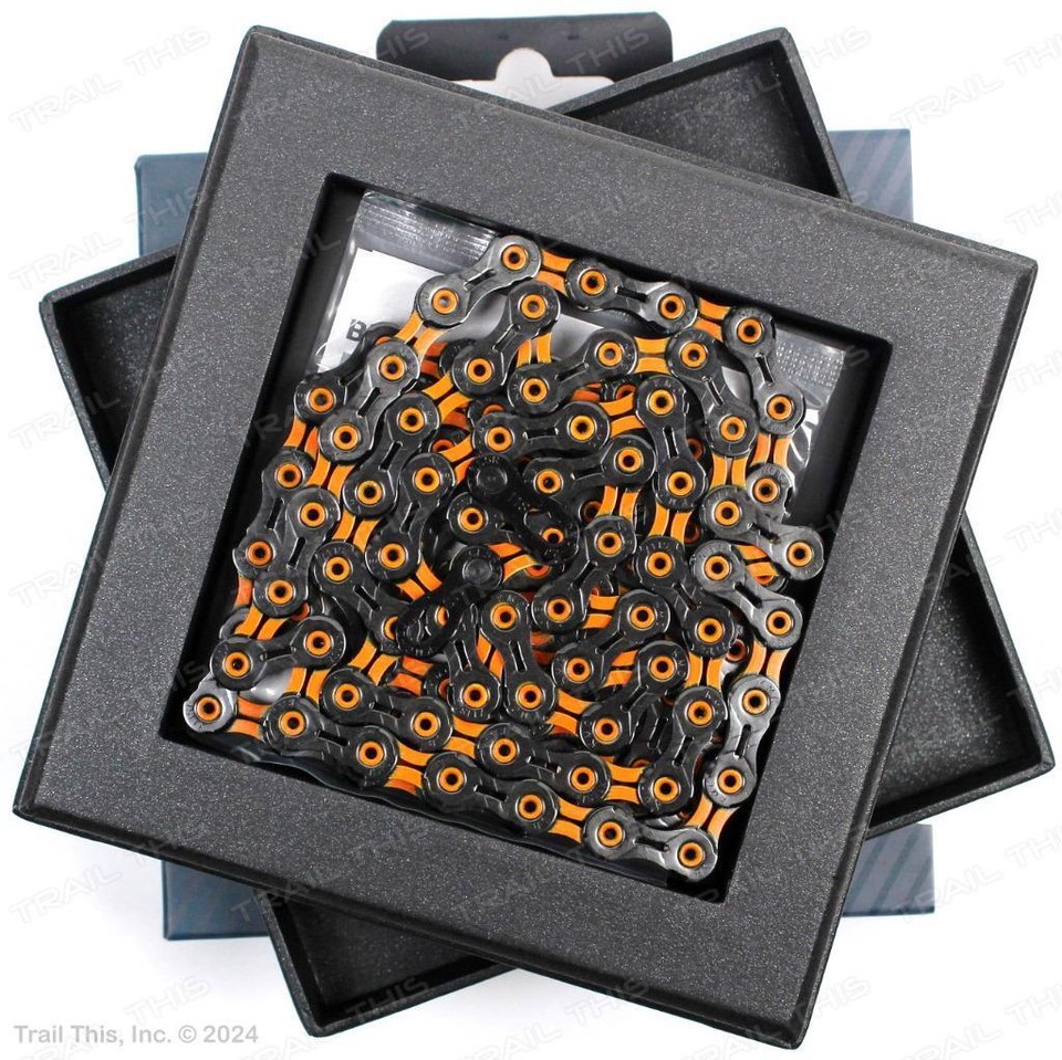 KMC DLC 11 Orange & Black 11-Speed Bicycle Chain fits Campagnolo SRAM ...