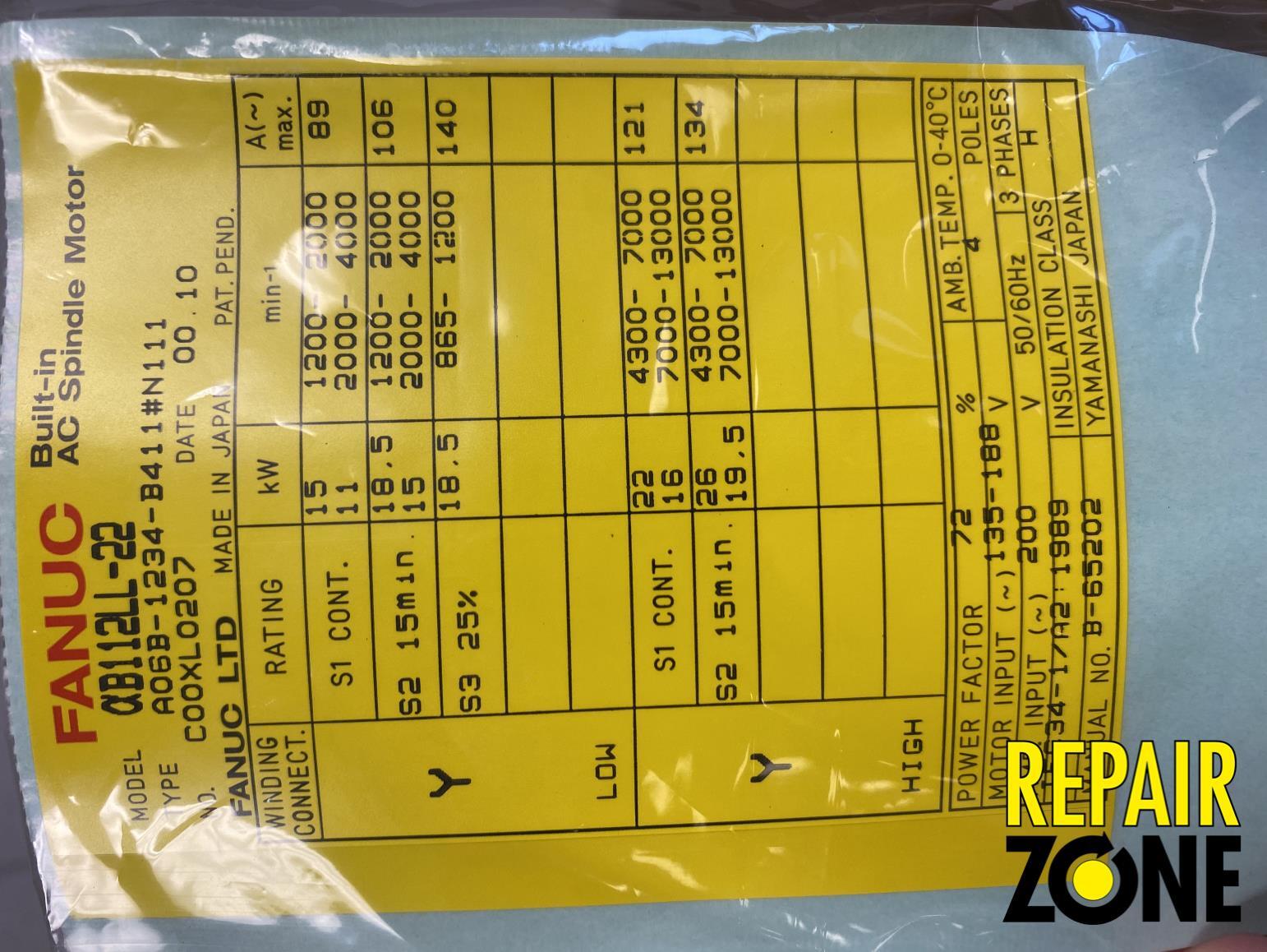 A06B-1234-B411%23N111+FANUC+SERVO+MOTOR+*1+YEAR+* for sale online | eBay