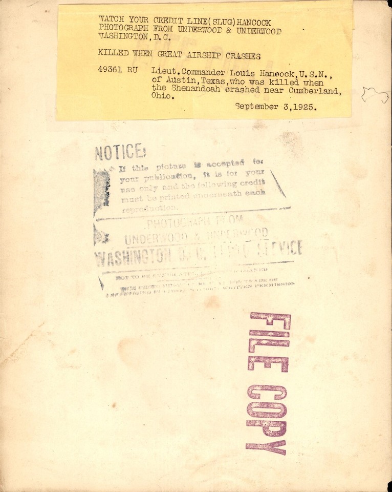 CGE41 1925 Original Photo USS SHENANDOAH DIRIGIBLE CRASH LT CMDR LOUIS ...