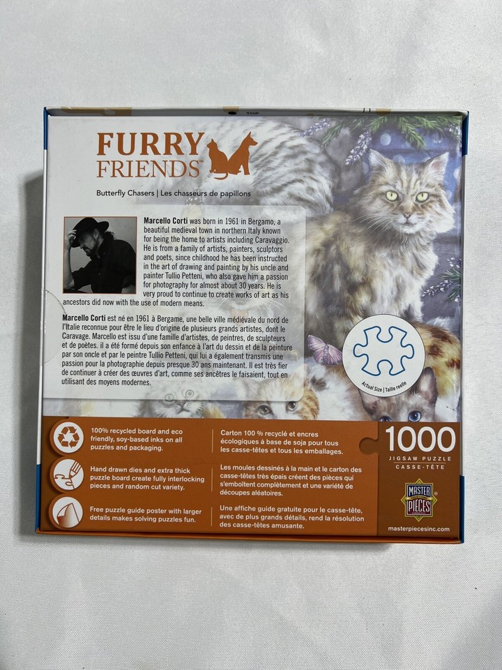 Masterpieces 1000 Pc Jigsaw Puzzle Furry Friends BUTTERFLY CHASERS ...