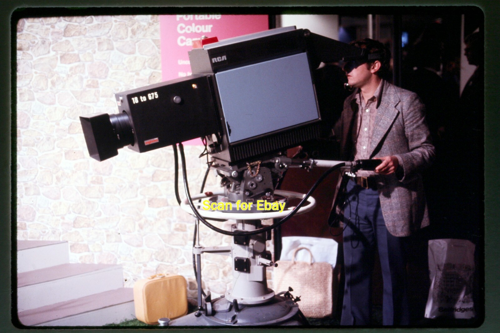 Man & RCA TV Television Studio Video Camera in 1970's, Unbranded Slide ...