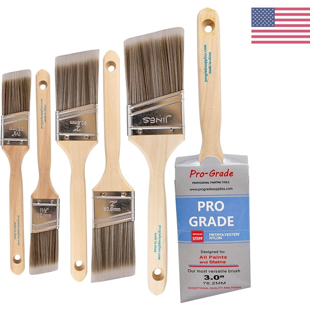 Durable 6pk Angle Paint Brushes - Synthetic Bristles - 1.5", 2", 2.5 ...