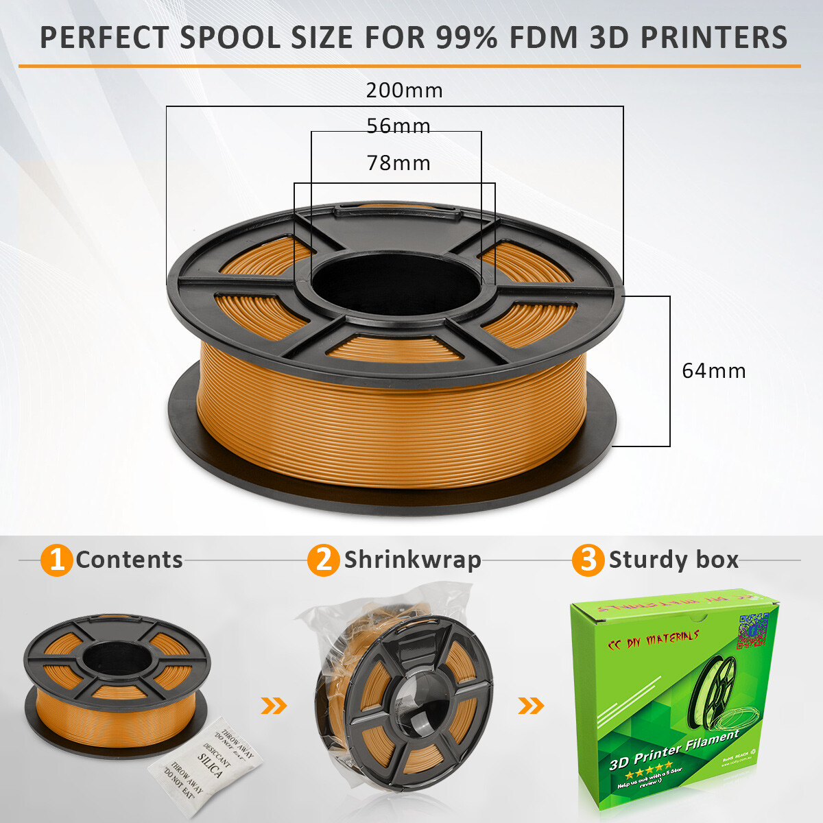 1.75mm 3D Printer Filament PLA PETG ABS 1KG Spool PVA Nylon ASA TPU ...
