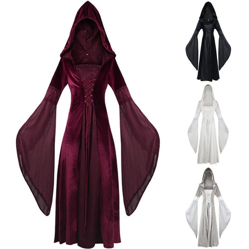 Ladies Gothic Witch Medieval Costume Wench Victorian Renaissance Dress ...