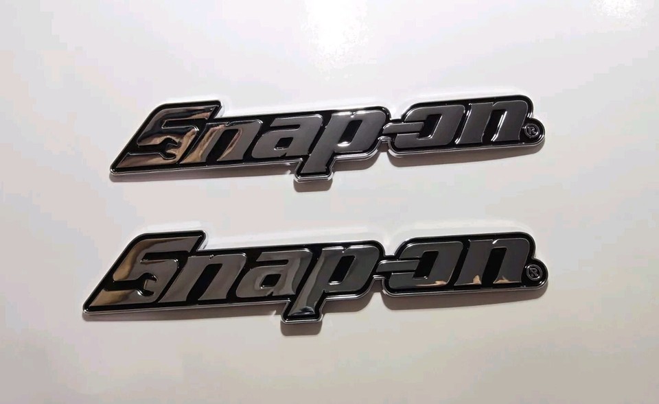 2PACK SNAP ON TOOL BOX LOGO EMBLEM Chrome Plastic Badge Decal 8" INCH ...