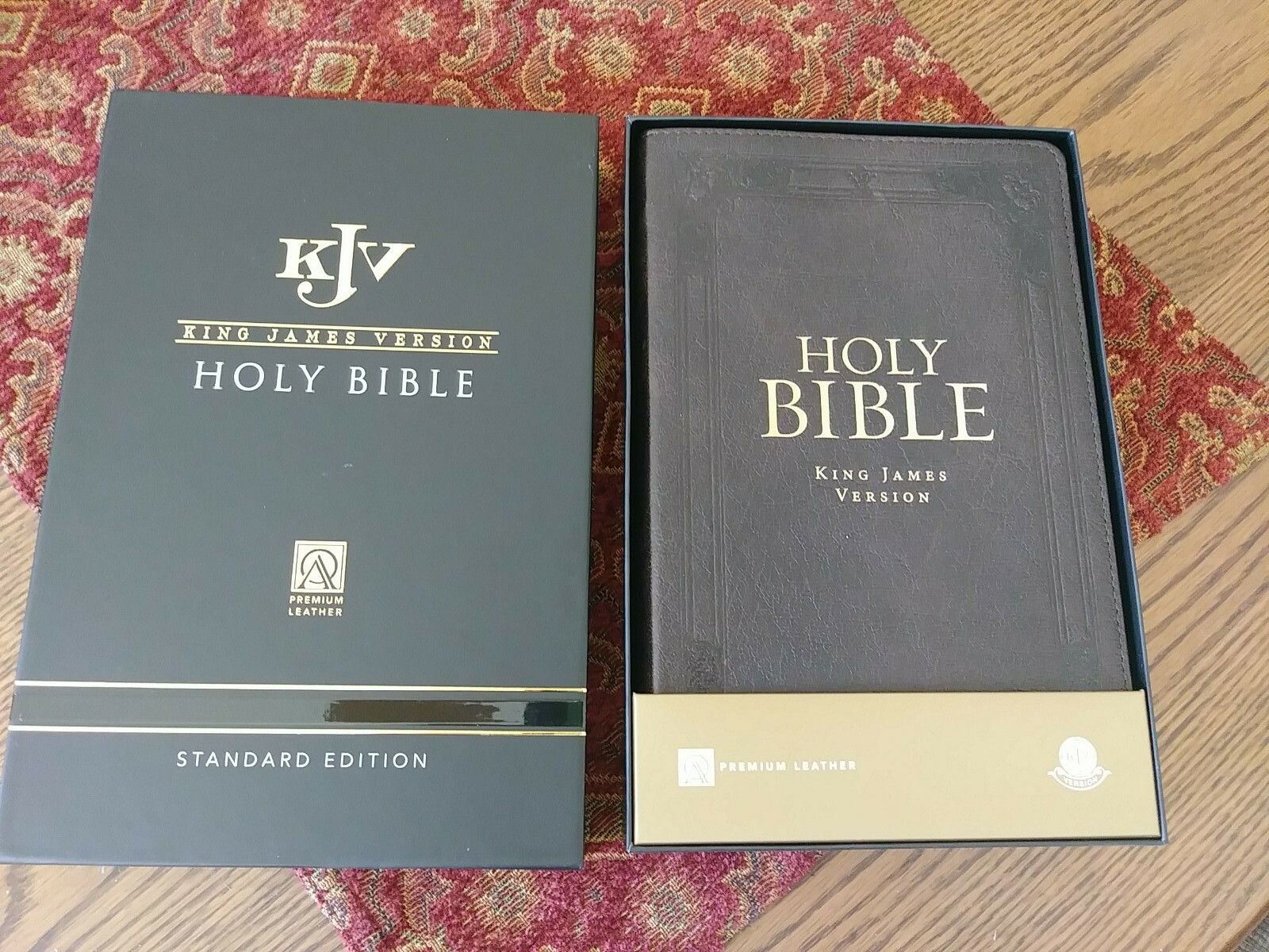 KJV Genuine Buffalo Hide Bible Thinline Thumb Indexed ~ Brown Leather ...