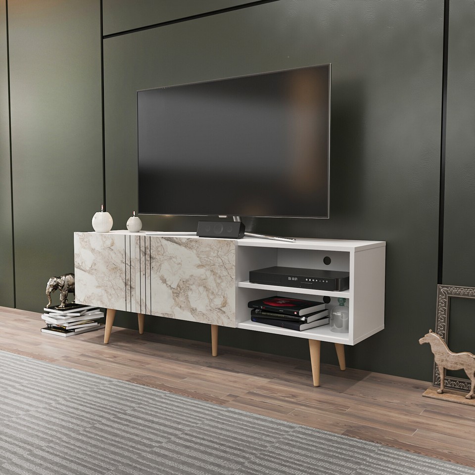 Decorotika Ronas Mid-Centruy Modern TV Stand Entertainment Center for ...