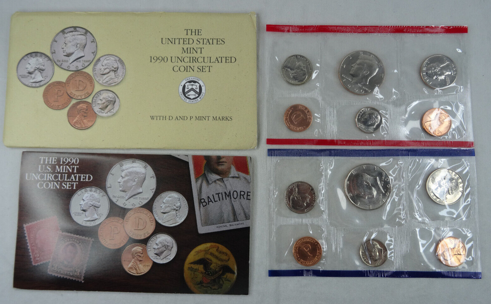 1990-1998 Lot of 9 US Mint Sets 90 Coins OGP Original Envelope COA ...