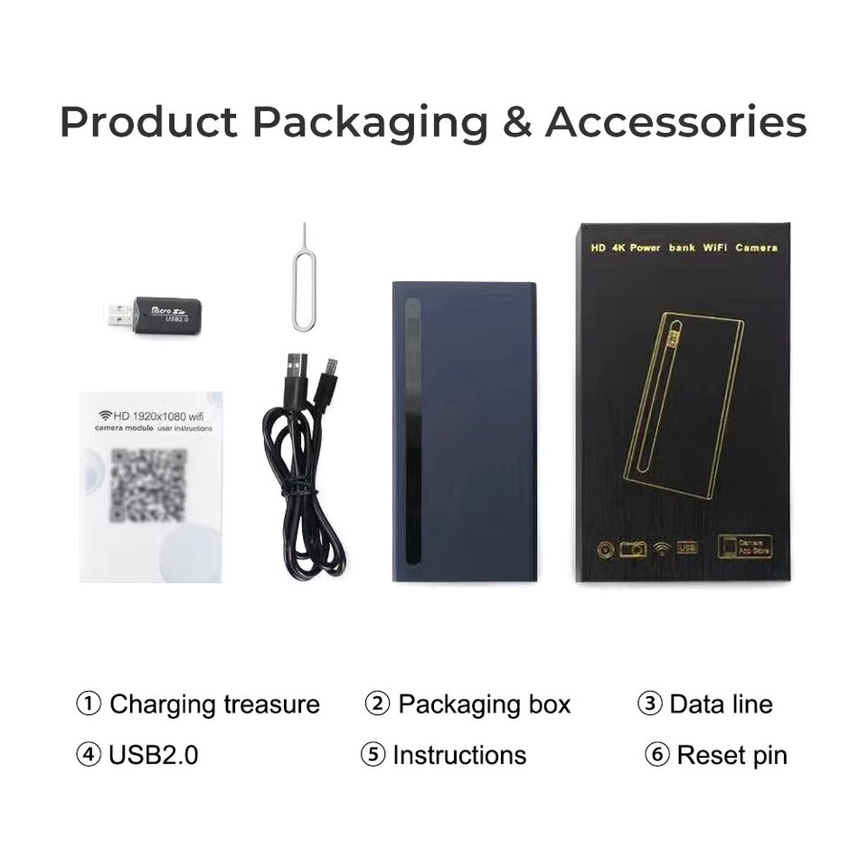 Mini 1080P WIFI 4K HD DVR Camera 8000mAh Power Bank Video Recorder ...