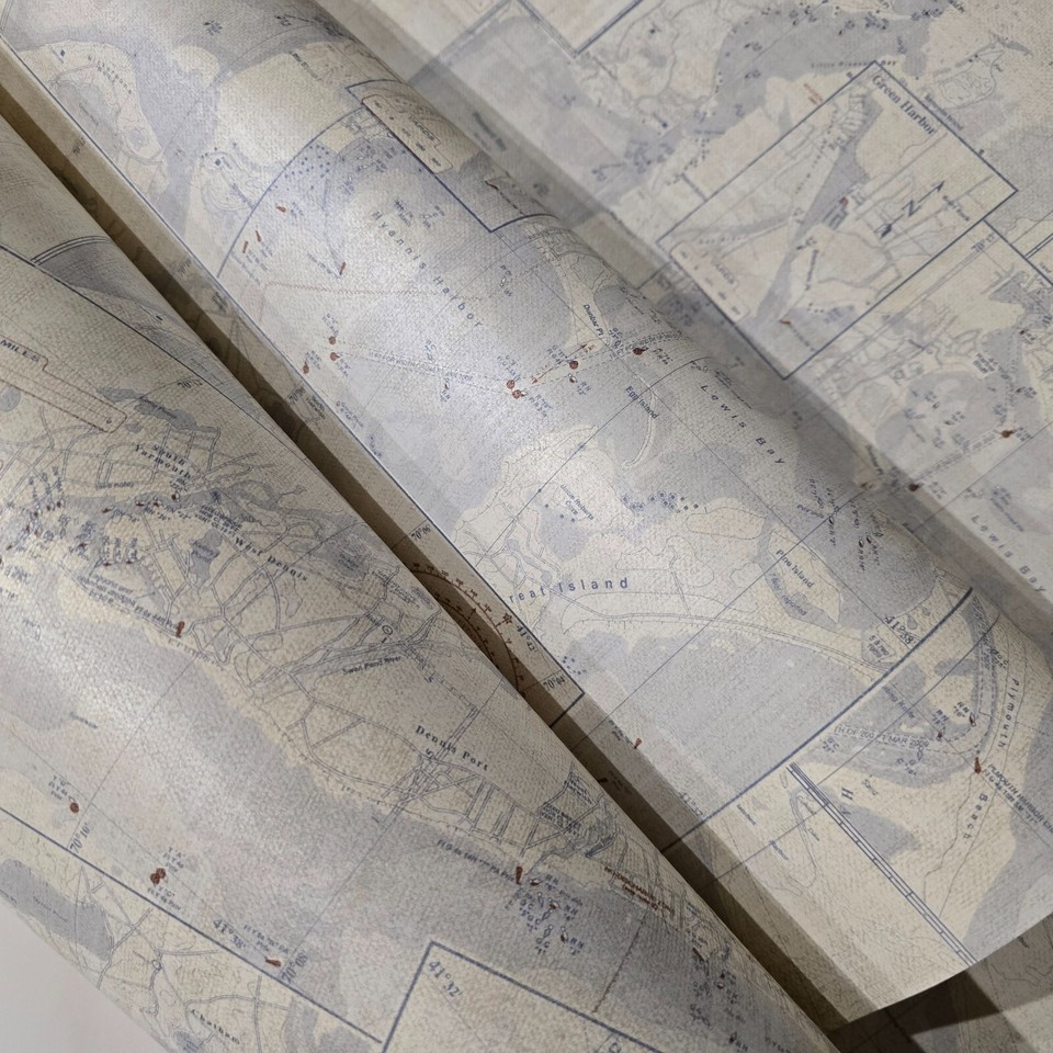 Beige blue Cream nautical Coastal vintage Marine map collage design ...