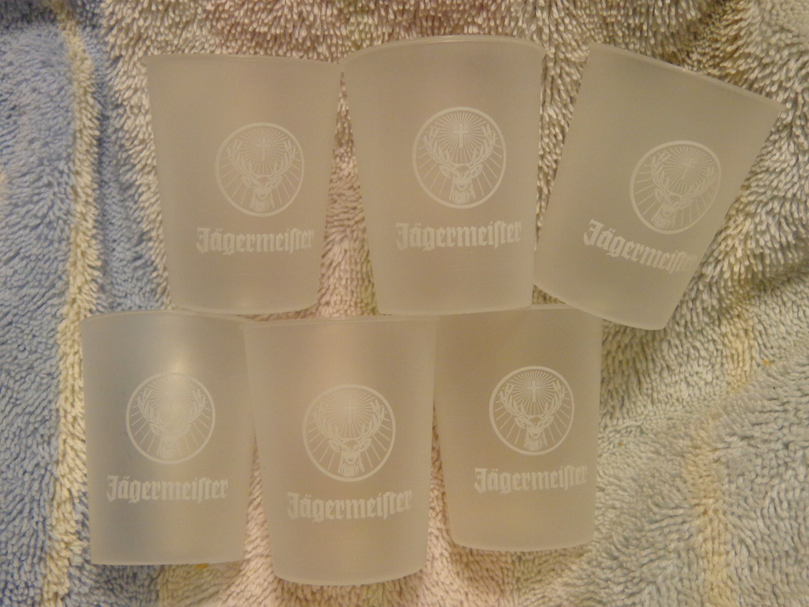 Jagermeister - Lot of 6 Logo Plastic Shot Cups - Deer Head Logo...NEW ...