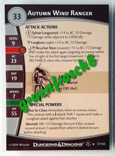 AUTUMN WIND RANGER 37 RARE DEMONWEB 2008 D&D MINIATURES GAMES STATS ...
